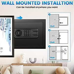 1.2 Cub Fireproof Safe Box for Home Use, Home Safe Box Fireproof Waterproof with Digital Electronic Keypad and Removable Shelf, Small Safe Box for Money, Jewelry, Medicines, Valuables