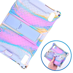 DETUOSI Case for VASTKING KingPad K10/Z10 with Stylus Pen & Shoulder Strap, 10 inch Lightweight Silicone Protective Cover for KingPad K10 Pro, BYYBUO SmartPad T10 10.1, Rose Red & Purple