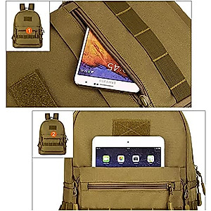 CREATOR 10L Mini Backpack Military MOLLE Tactical Backpack Rucksack Travel Daypack Gear Assault Pack (Brown)