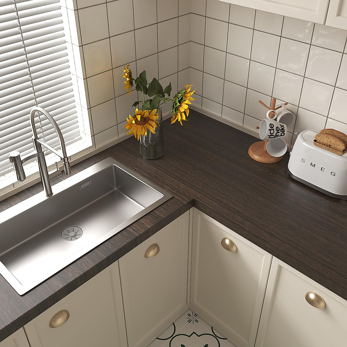 VEELIKE 15.7''x118'' Dark Wood Wallpaper Peel and Stick Removable Waterproof Wood Grain Contact Paper Self Adhesive Decorative Wood Vinyl Wrap for Cabinets Countertops Furniture Shelves Drawer Liners