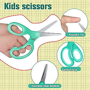 Lanties 96 Pcs Kids Scissors Bulk Student Stainless Steel Scissors Safety Blunt Tip Scissors for Craft School Home Classrooms Supplies (Red, Green, Yellow)
