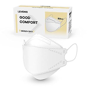 LEVENIS Face Masks 50 Pack, Breathable Comfortable and Disposable Mask, White