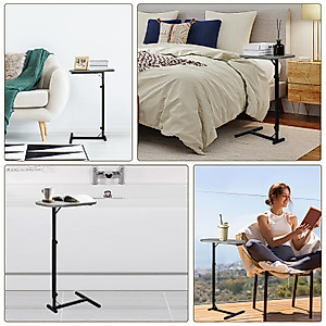 WHEARTED Small Side Table for Small Spaces, C Shaped End Table Slide Under Sofa Couch and Bed, Height Adjustable C Table End Table with Metal Frame for Living Room, Bedroom, Bathroom Gray