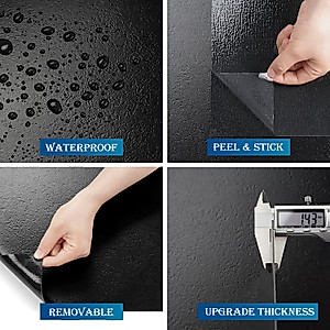 FunStick Black Peel and Stick Floor Tile for Bathroom Waterproof Vinyl Flooring Peel and Stick on Flooring Tiles Removable Sticky Tiles for Floor Kitchen Bedroom Black Laminate Flooring 12x12In 5 Pack