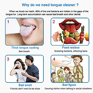New Version Tongue Scraper Cleaner for Adults & Kids, Medical Grade Metal Tongue Brushes Set for Fresh Breath Dental Eliminate Bad Breath in Seconds (4 pcs)