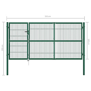 loibinfen Outdoor Garden Gate, Garden Fence Gate with Posts, Patio Gate Metal Fencing Border for Yard Outdoor, Entry Gate, 137.8"x55.1" Steel Green