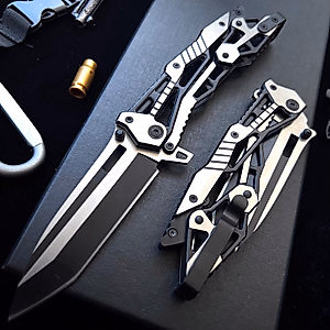CIZPIROK 8.3 Inch Mechanical Style Folding Knife Cool Pocket Knife with Clip - Kinematic Pivot Action Tactical EDC Folding Knives for Outdoor Survival, Camping, Hiking, Hunting, Gifts for Men, Dad
