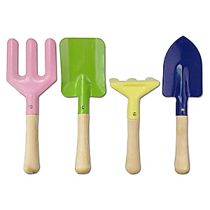 LIDAGO Set of 4 Kids Garden Tools Includes Shovel, Rake, and Trowel | Children Beach Sandbox Toy