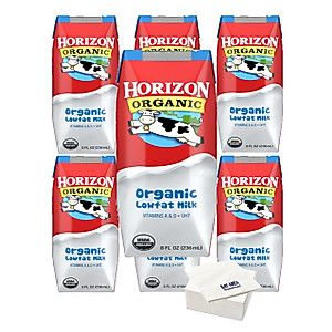 Horizon Organic Milk, 8 Ounce, (Pack of 6) with Bay Area Marketplace Napkins