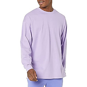 Amazon Essentials Men's 100% Organic Cotton Oversized-Fit Long-Sleeve T-Shirt, Purple, Large