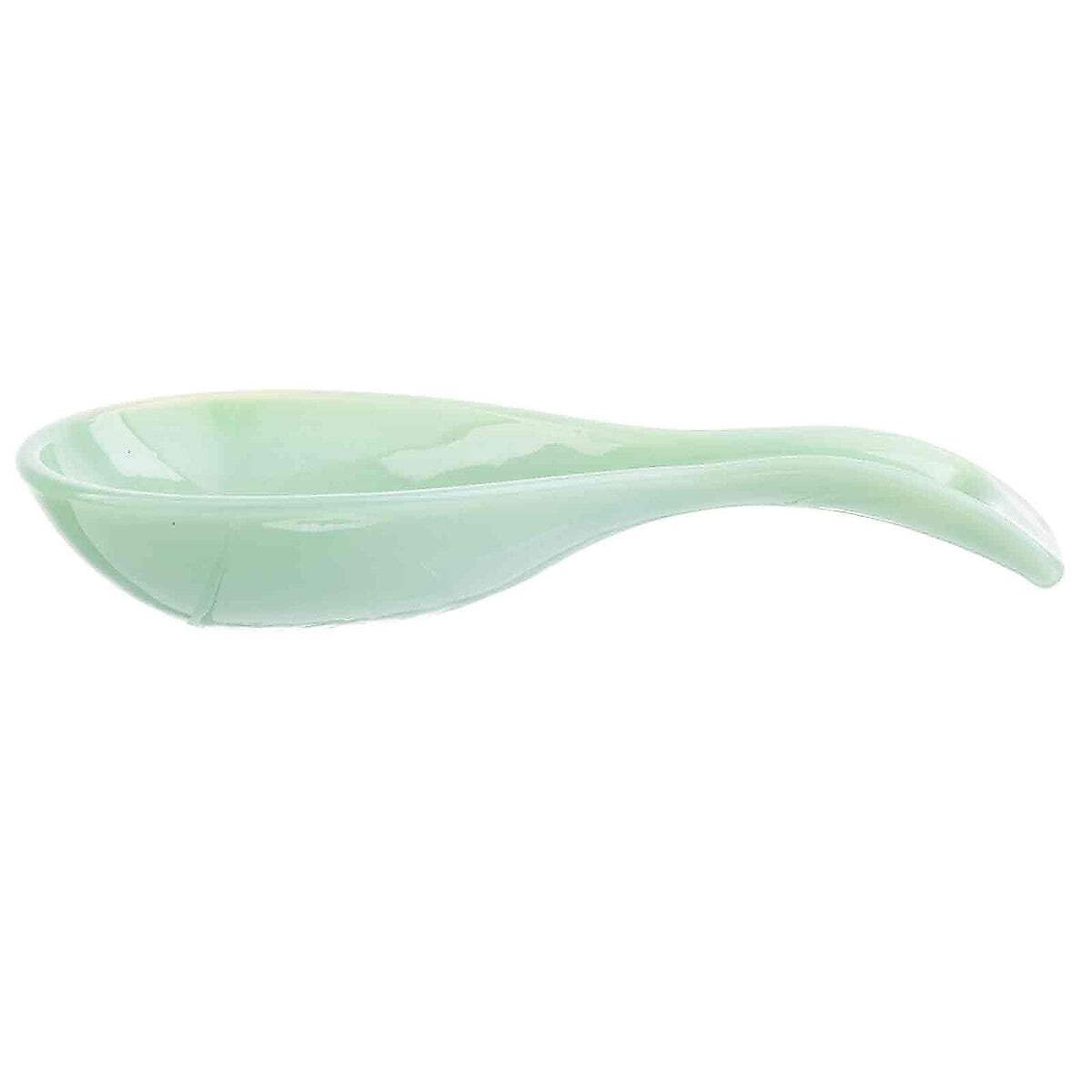 Tablecraft Glass Spoon Rest, 8 x 3.5 x 1.25, Green