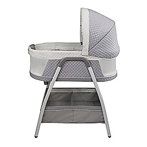 TruBliss Baby 2-in-1 Journey Convertible Infant Bassinet Crib Sleeper with Nightlight, Vibrations, Lullabies, and Nature Noises, Soft Grey