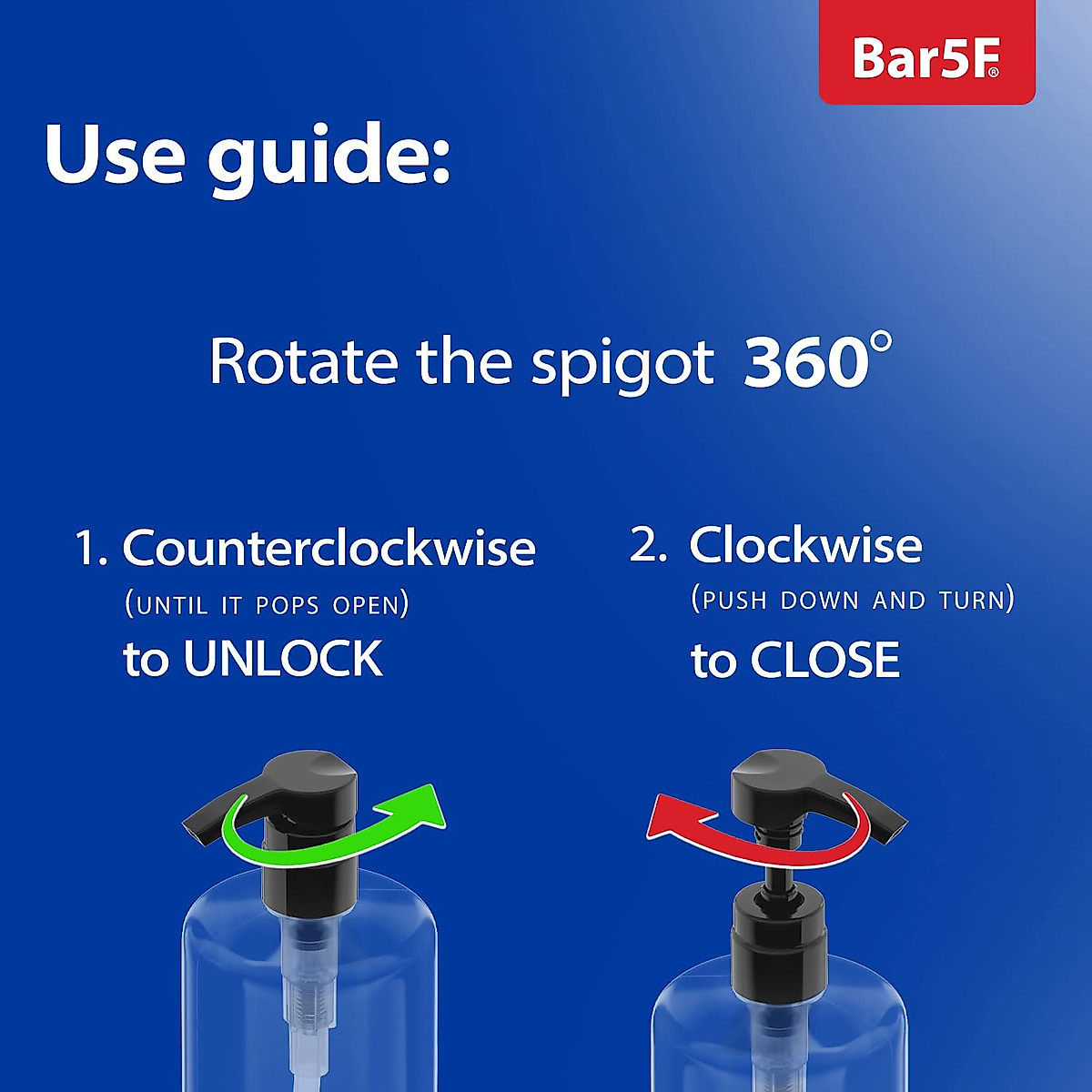 Bar5F Empty Shampoo Bottles with Pumps (2-Pack 32oz/1Liter/Large) BPA-Free PETE1 Plastic Bottle Crystal-Clear