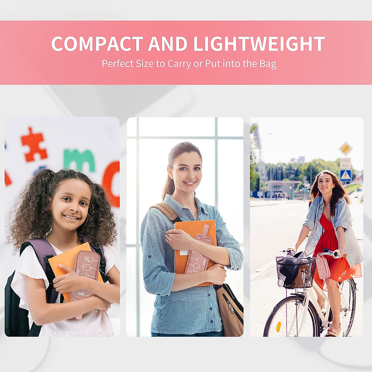 HESTECH Electronic Organizer Travel Case Cord Organizer Traveling Bag Tech Organizer Pouch for Charging Data Cable,Charger,Phone,Power Bank,Mouse,USB Flash Drive,Earphone,Pink with 5PCS Cables Ties