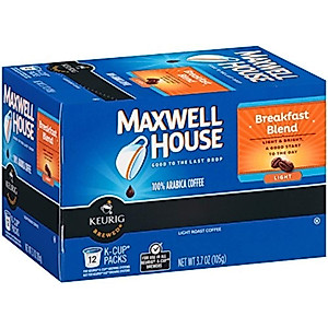 Maxwell House Breakfast Blend Ground Coffee, Light Roast K-Cup Pods 12 count (Pack of 1)