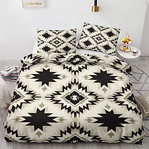 PolXmyxor Retro Aztec Duvet Cover California King, Exotic Tribal Bedding 3 Pieces, Boho Style Comforter Cover, Soft Microfiber Duvet Cover Set, with Zipper and 2 Pillow Shams, 104"x98"