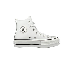 Converse Women's Chuck Taylor All Star Lift Clean HIGH TOP Sneaker, White/Black/White, 6 M US