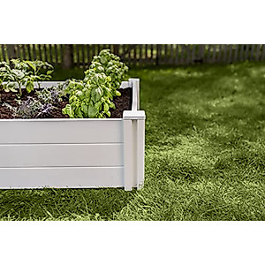 Vita Classic 4'X4'x11 Vinyl Raised, White VT17108 x 4ft Modular Garden Bed, 11" H