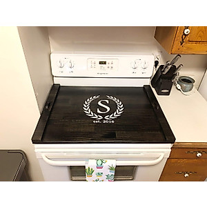 Rustic Stove Top Cover, Wooden Tray For Stove, Monogram Stove Cover, Stove Tray, Decorative Tray