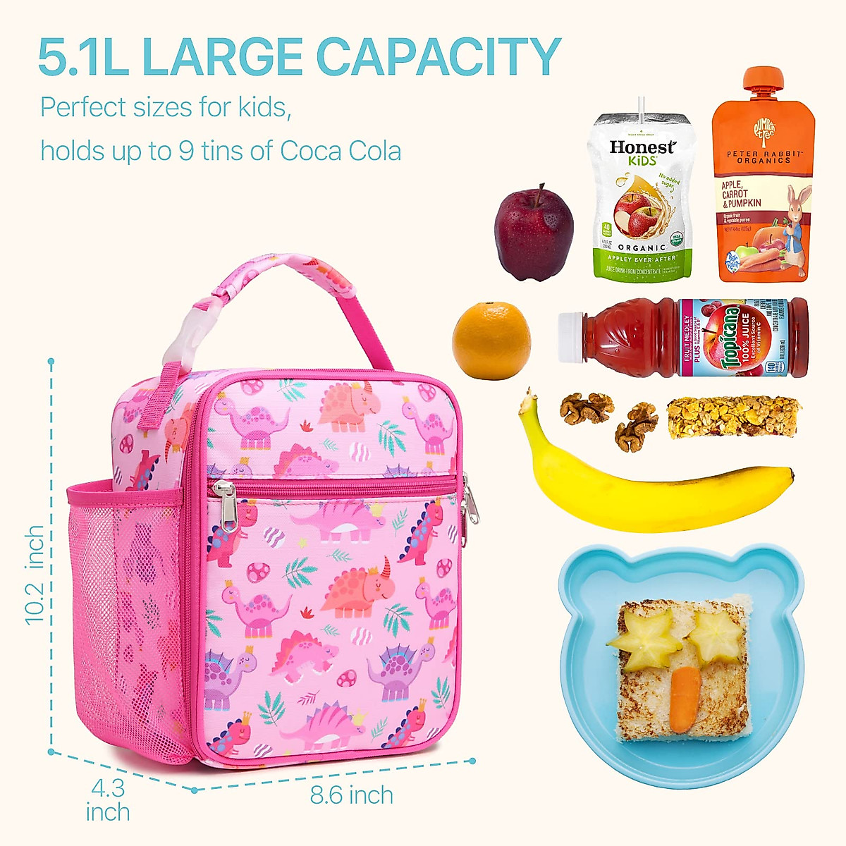 Bagseri Lunch Box, Kids Insulated Lunch Box Bag for Girls