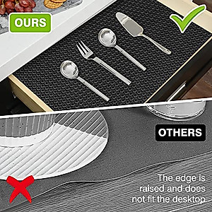 Shelf Liners for Kitchen Cabinets, 17.7''x78.7'' Non Adhesive Drawer Liners for Cupboard,EVA Material Non Slip Black Shelf Liners, Waterproof Mat for Drawers, Shelves, Pantry