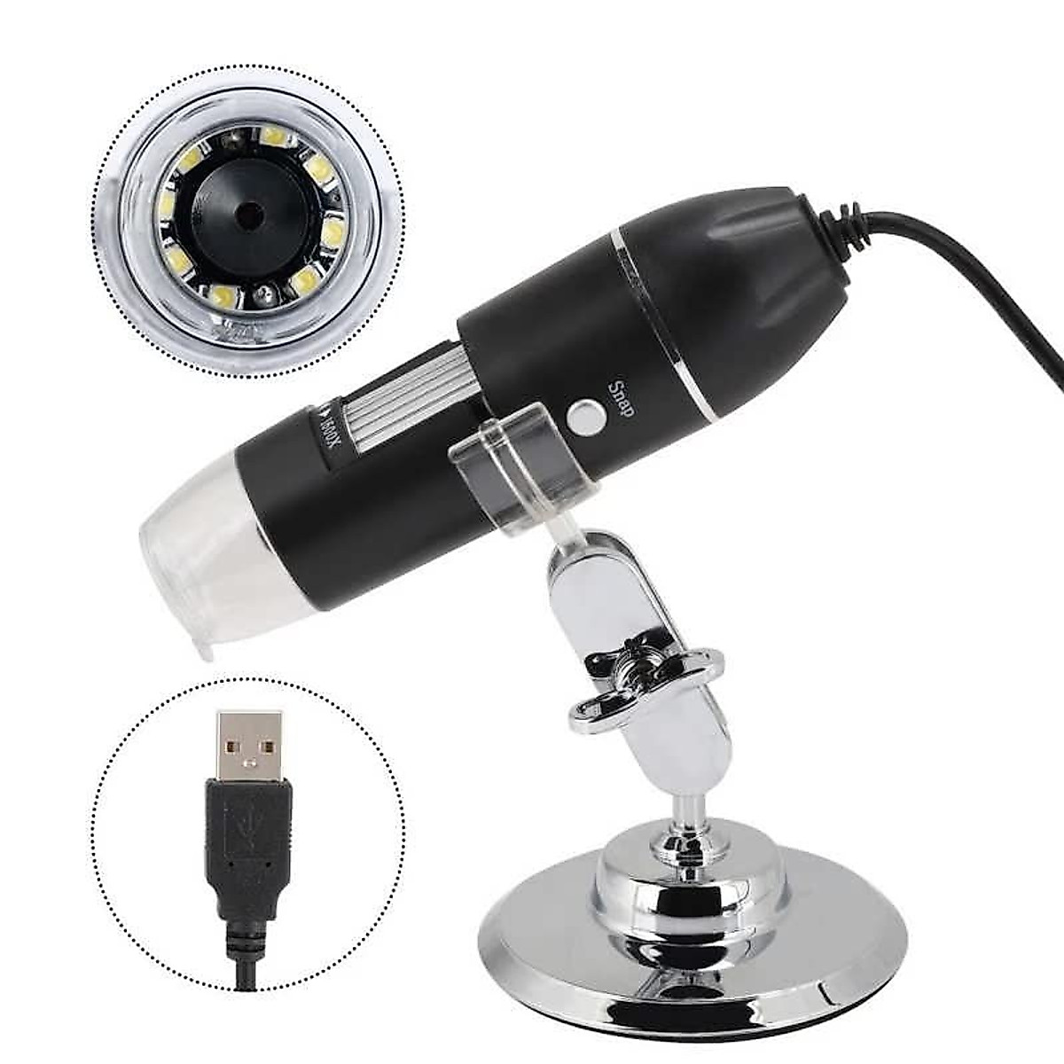 WSJIE 1600X Digital Microscope LED Magnifier Camera USB Electronic Microscope with Lift Stand for Mobile Phone PC (Color : A, Size : See Figure)