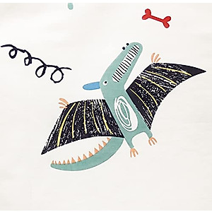 J-pinno Dinosaur Plaid Boys Girls Cartoon Duvet Cover + Pillowcase Set, Zipper Closure, 100% Cotton, for Kids Crib Toddler Bedding Decoration Gift (Dinosaur 2, Crib 47" X 59")