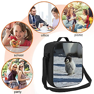 Cute Penguins Lunch Box Picnic Bags Animal Tote Insulated Portable Penguins Decor Container Meal Bag