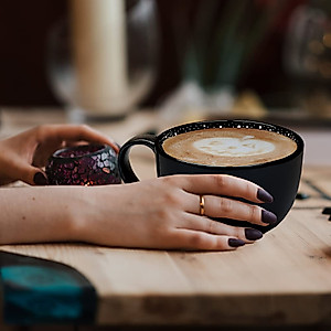 BigNoseDeer 15oz Goth Halloween Mug Large Witch Halloween Coffee Mug Evil Eyes Goth Decor Ceramic Tea Cup Black Coffee Cup for Witchy Gifts Goth Cup Tea Mug Halloween Cauldron Mug Witch Brew Mug