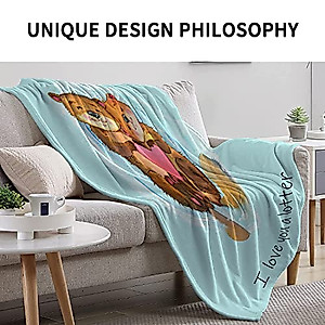 Cute Sea Otter Love You a Lotter Throw Blanket Soft Cozy Warm Blanket Fleece Flannel Blanket for Couch Bed Sofa 50"x40"