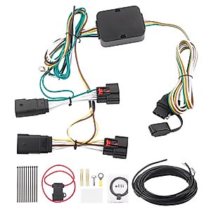 Dasbecan 56407 4-Pin Trailer Wiring Harness Compatible with Jeep Wrangler JL 2018-2024 Gladiator GT 2020-2024 4 Way Towing Hitch Wiring for Trailer Light Connect