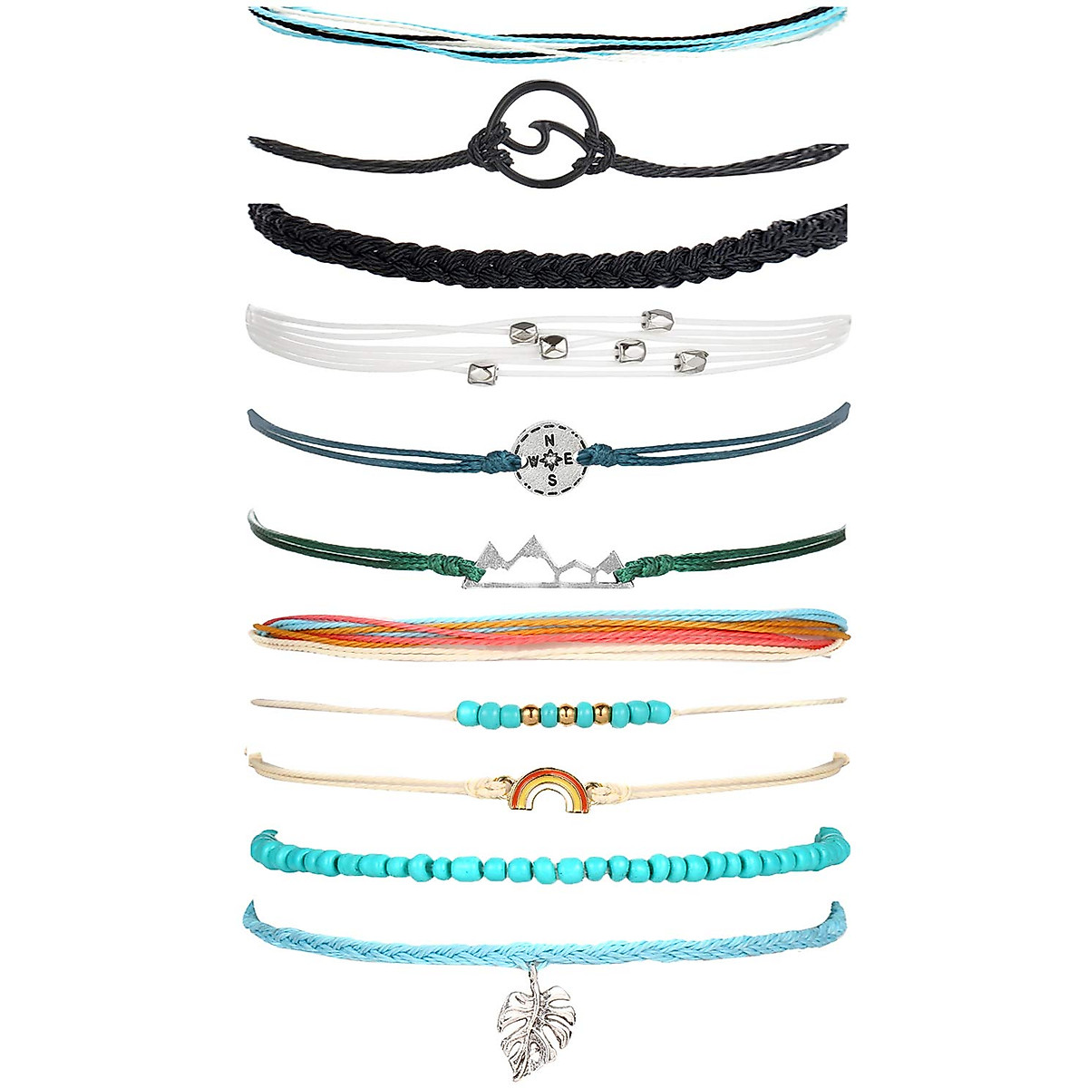 Long tiantian Wave Bracelets Cute Boho Braided String Beach Ocean Bracelet for Women Summer Jewelry Trendy Stuff (L)