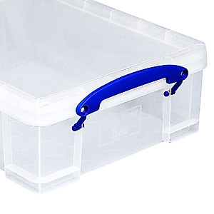 Really Useful Box 4 Pack Storage Bins, Clear Plastic Stackable Organizing Totes, 8.1 Liter