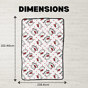 Franco Collectibles Sanrio Hello Kitty Polka Dot Bedding Super Soft Plush Micro Raschel Blanket, 62 in x 90 in, (Official Licensed Product)