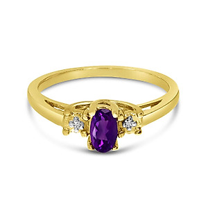 Direct-Jewelry 14k Yellow Gold Oval Amethyst And Diamond Ring (Size 7.5)