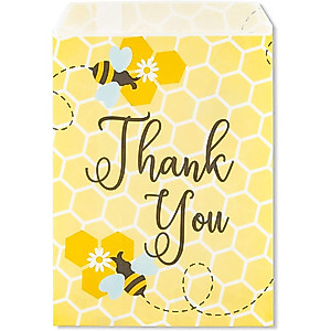 Sparkle and Bash Bumble Bee Party Favor Treat Bags for Baby Shower, Thank You (5x7 In, 100 Pack)