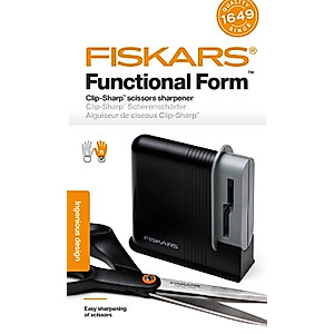 Fiskars Clip-Sharp, Total Length: 4 cm, Plastic, 1000812 Scissors Sharpener, one size, Black