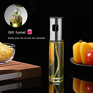 Mr WEI Olive Oil Dispenser Bottle, Olive Oil Spray, Oil Dispensing Cruets, Oil Spray Bottle for Kitchen Baking, Cooking, Salad, BBQ. Stainless Steel.