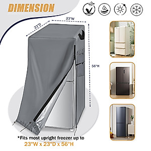 Safipotts Refrigerator Cover, Waterproof & Dustproof Cover for Protecting Upright Freezers - Suitable for Cold Rooms Grey 23"W x 23"D x 56"H