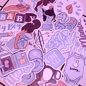 ALOHA SUN Ready to Pop Stickers for Girl or Boy Planner Scrapbook Journal | Pregnancy and Baby Shower Stickers for Calendars | Newborn-Themed Decals for Party Favors Gifts(46 pcs)