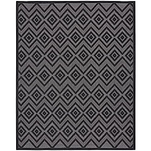 Nourison Versatile Indoor/Outdoor Charcoal/Black 7' x 10' Area-Rug, Easy-Cleaning, Non Shedding, Bed Room, Living Room, Dining Room, Kitchen (7x10)