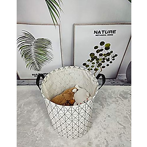 ASKETAM Fabric Laundry Basket Canvas Laundry Hamper for Dirty Clothes Toy Organizer Kid Nursery Room Decor Basket (Geometric rhombus)