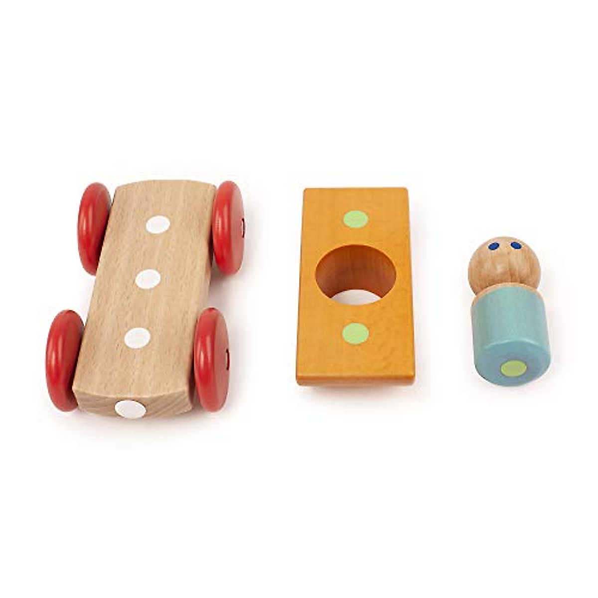 3 Piece Tegu Magnetic Racer Building Block Set, Orange