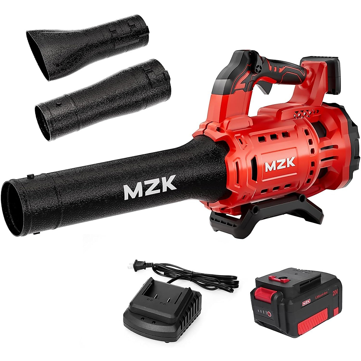 MZK 20V Brushless Leaf Blower, 600CFM Blower Cordless with 4.0Ah Battery and Fast Charger, Lightweight Blower for Lawn Care, Yard, Driveway