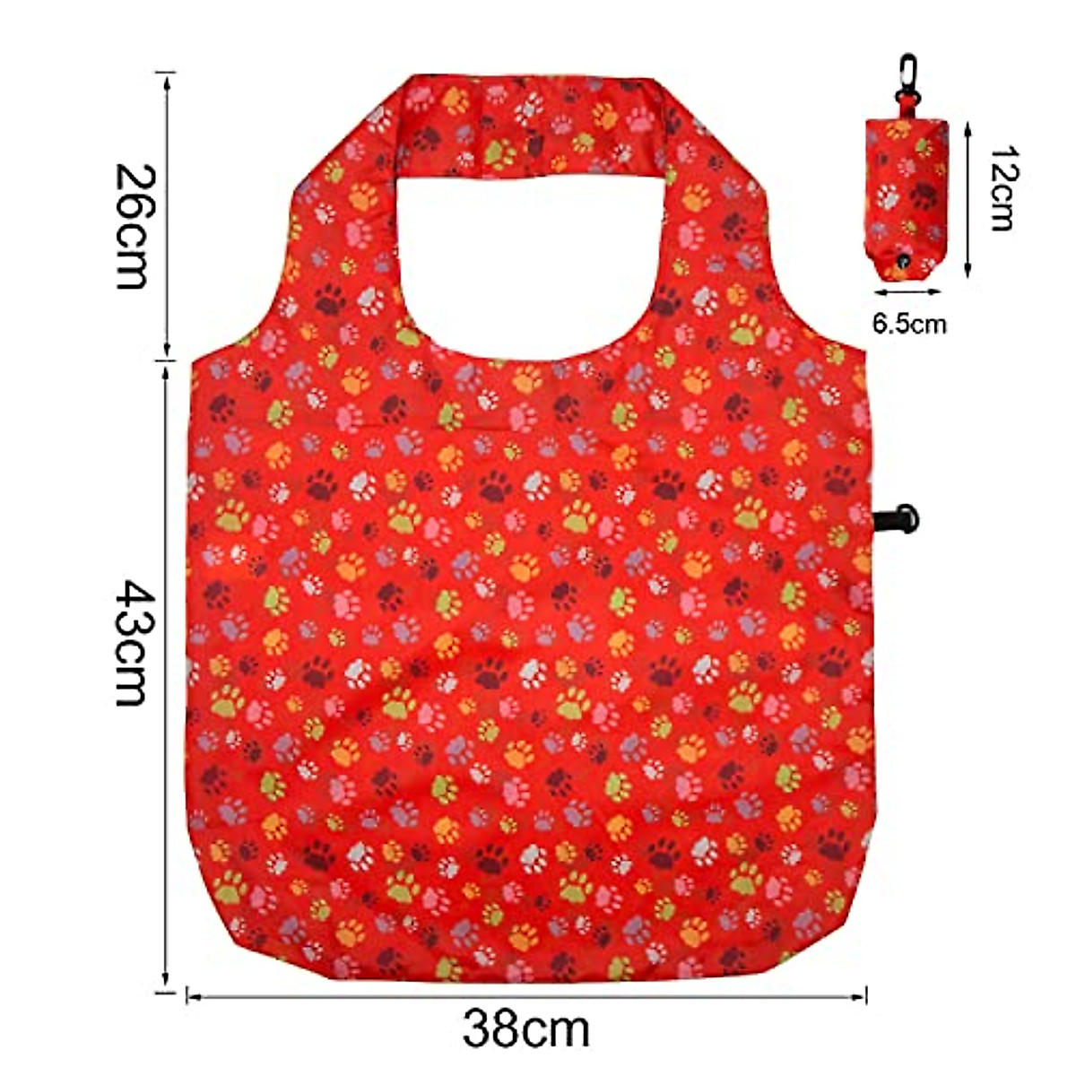 HOLYLUCK Reusable Grocery Bags,Heavy Duty Foldable Shopping Tote Bag (Standard, 3 Red Dog Paw Prints)