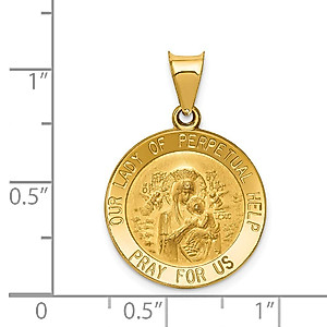 FB JEWELS Solid 14K Yellow Gold Polished And Satin Our Lady Of Perpetual Help Medal Pendant