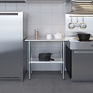18" X 36" AmGood Stainless Steel Work Table | NSF Metal Prep Table | Commercial & Residential Kitchen Laundry Garage Utility Bench