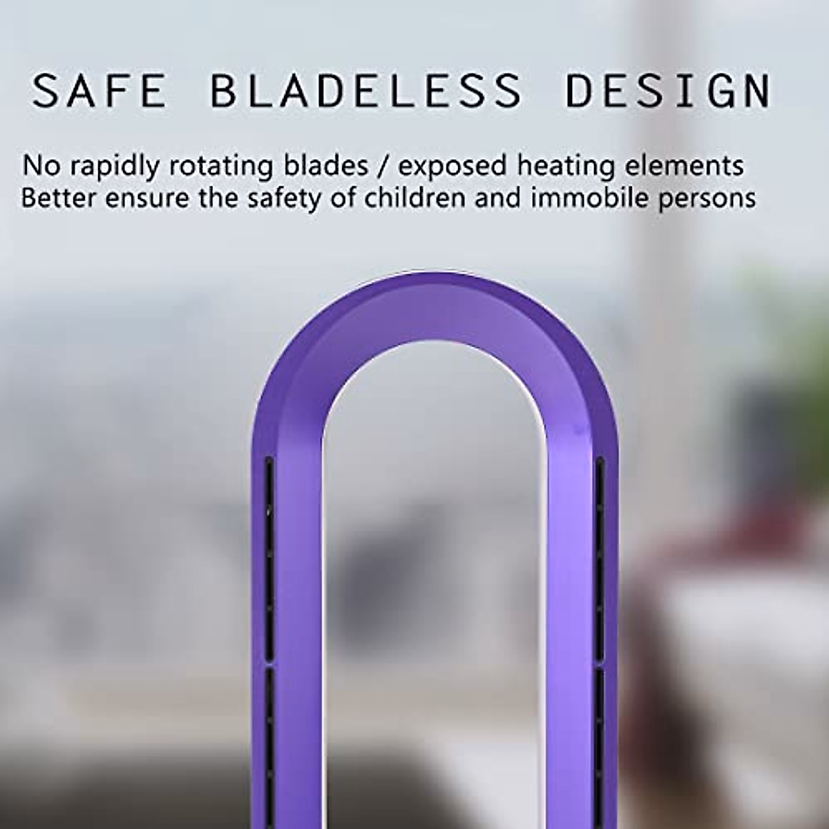 HealSmart 32-inch Space Heater Bladeless Tower Fan, Heater & Fan Combo, 9H Timer 10 Speeds with Remote Control, Air Circulator Fan for Home Air Conditioner, Purple