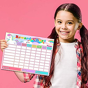Chore Chart for Kids Dry Erase Reward Chart Reusable Self-Adhesive Behavior Chart for Home Classroom,Cute Unicorn Chore Chart 10 Pack,14.5 x 11 Inches