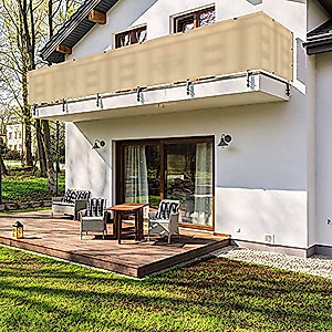 ALBN Balcony Privacy Screen Windshield Sunshade with Rope and Cable Ties, 100% HDPE Garden Balcony Cover, 48 Sizes (Color : Beige, Size : 90x270cm)